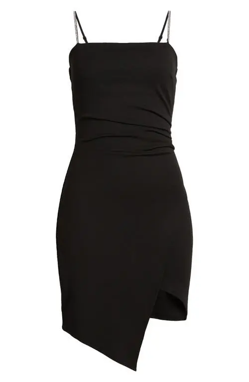 EMERALD SUNDAE Rhinestone Strap Asymmetric Cocktail Dress
