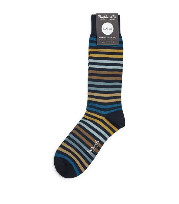 Pantherella Striped Egyptian Cotton Socks