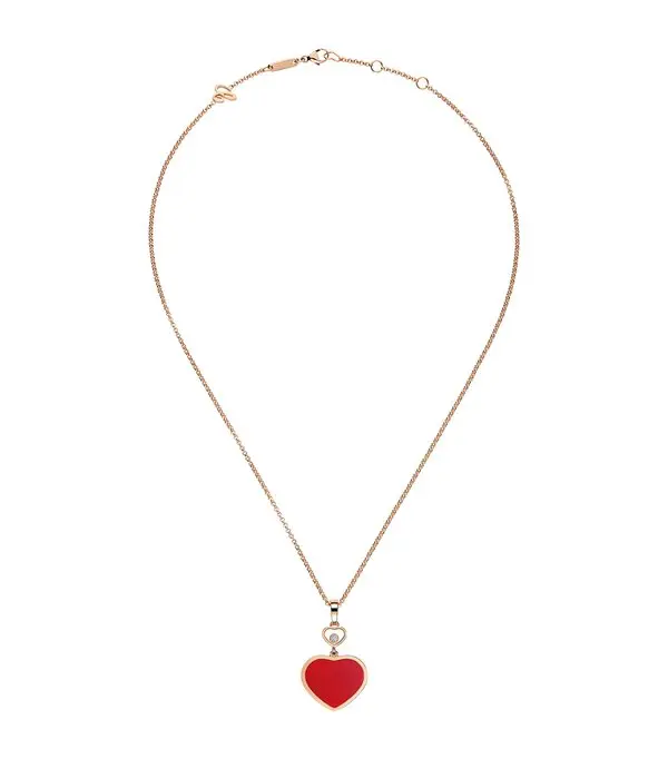 Chopard Happy Hearts Carnelian And Diamond Pendant - Rose Gold