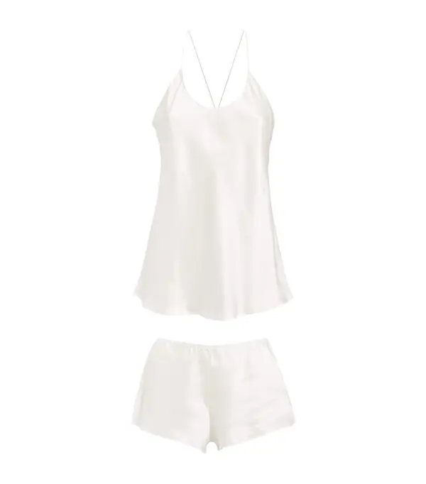 Olivia Von Halle Silk Bella Pyjama Set - Ivory