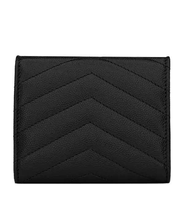 Saint Laurent Leather Quilted Trifold Wallet - Black