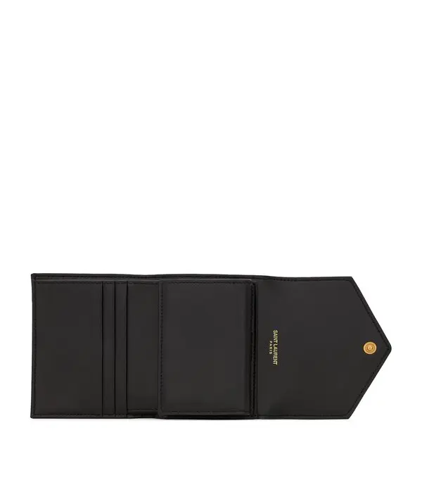 Saint Laurent Leather Quilted Trifold Wallet - Black