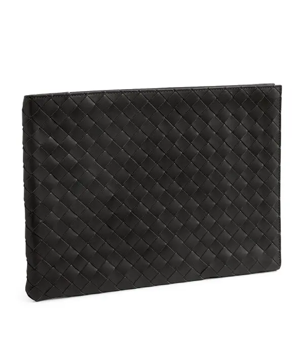 Bottega Veneta Leather Intrecciato Half-zip Pouch