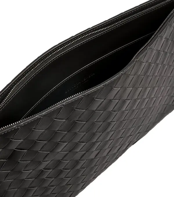 Bottega Veneta Leather Intrecciato Half-zip Pouch