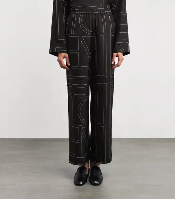 TOTEME Silk Monogram Trousers - Black