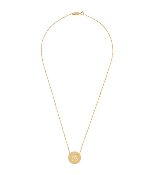 JENNIFER MEYER Yellow And Diamond M Initial Necklace