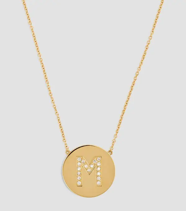 JENNIFER MEYER Yellow And Diamond M Initial Necklace