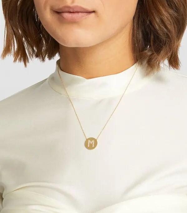 JENNIFER MEYER Yellow And Diamond M Initial Necklace