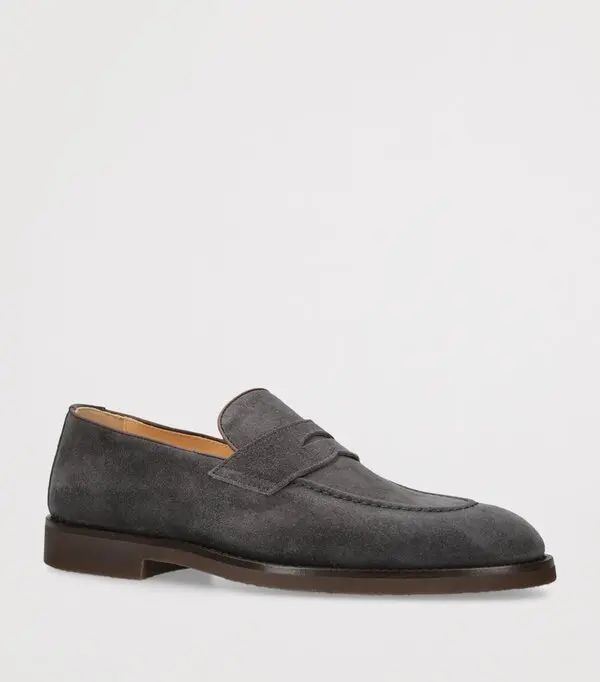Brunello Cucinelli Suede Penny Loafers