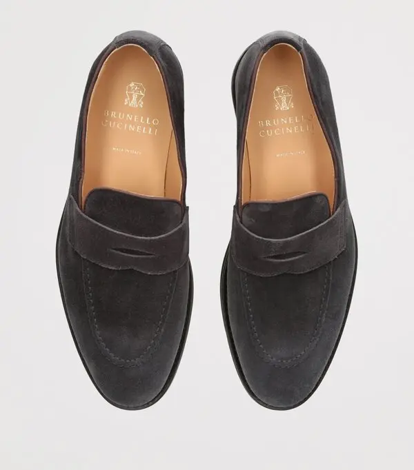 Brunello Cucinelli Suede Penny Loafers