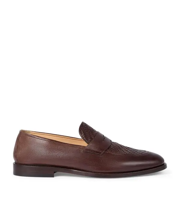 Brunello Cucinelli Leather Woven Loafers