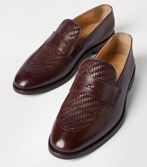 Brunello Cucinelli Leather Woven Loafers