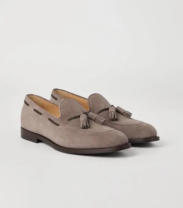 Brunello Cucinelli Suede Tassel Loafers - Brown