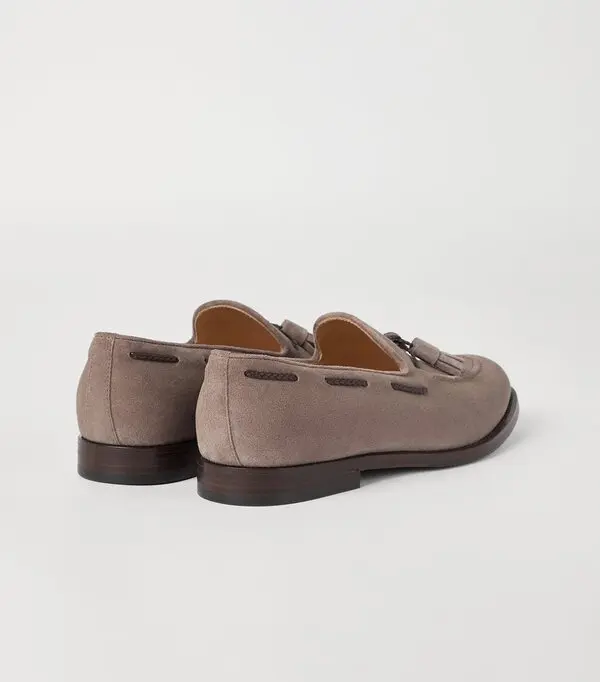 Brunello Cucinelli Suede Tassel Loafers - Brown