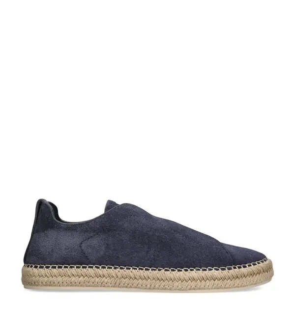 Zegna Suede Triple Stitch Espadrilles - Blue