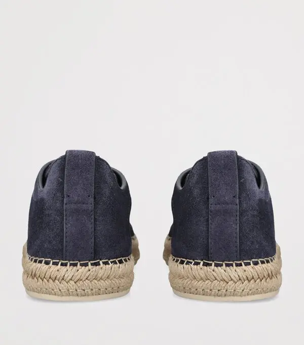 Zegna Suede Triple Stitch Espadrilles - Blue