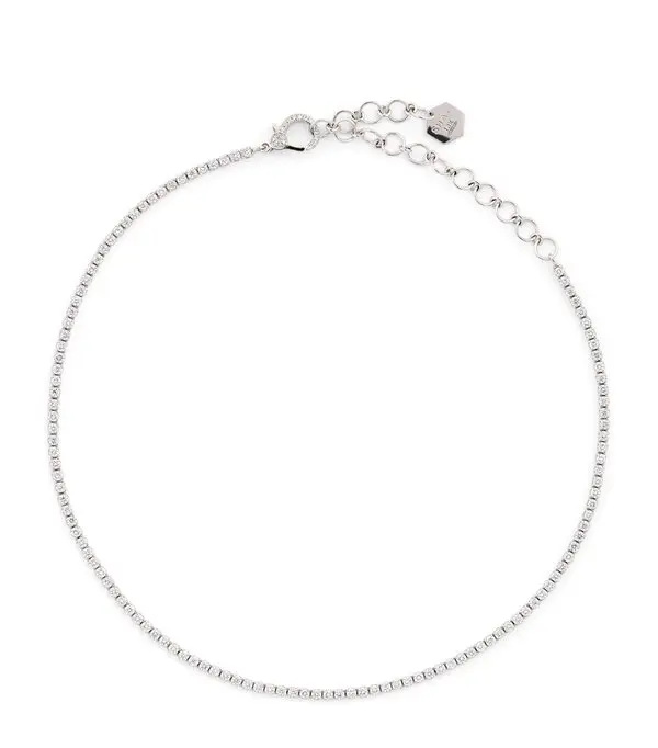 Shay Threads Diamond Tennis Choker - White