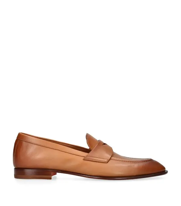 Santoni Leather Loafers - Beige