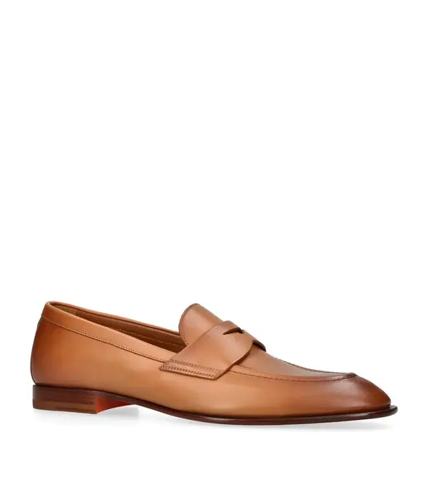 Santoni Leather Loafers - Beige
