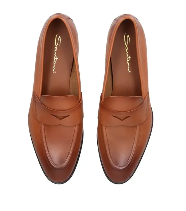 Santoni Leather Loafers - Beige