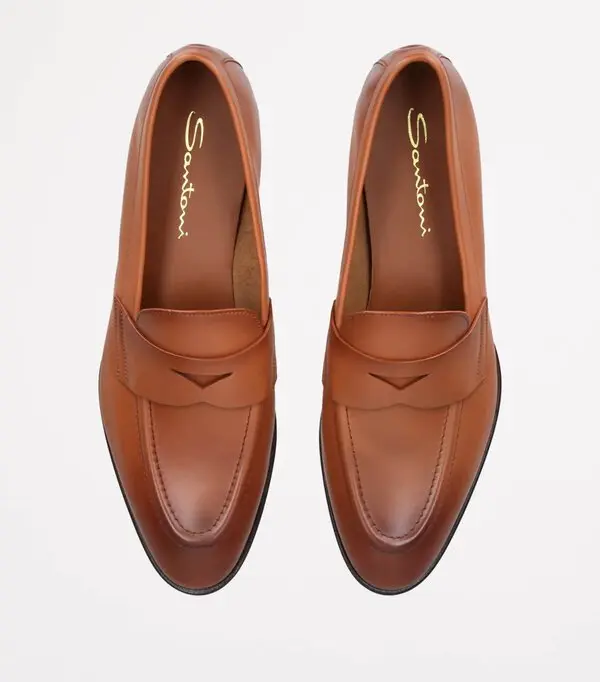 Santoni Leather Loafers - Beige