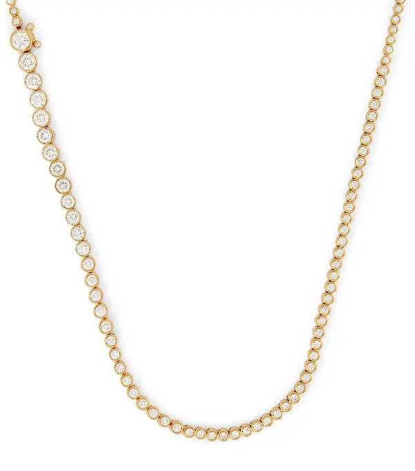Sophie Bille Brahe Yellow And Diamond Tennis Necklace - Gold