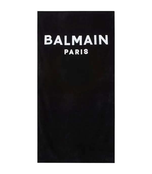 Balmain Cotton Logo Beach Towel - Black