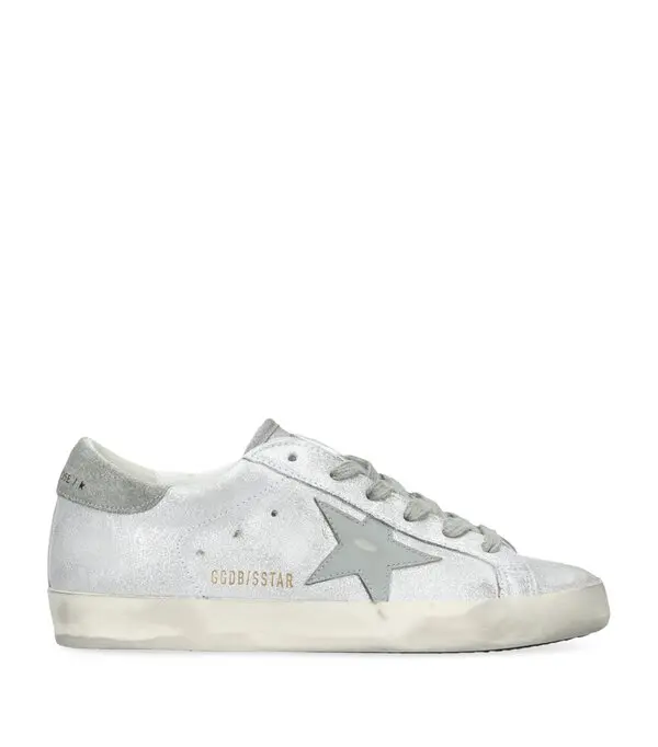 GOLDEN GOOSE Leather Super Star Sneakers With Metallic Star Appliqu
