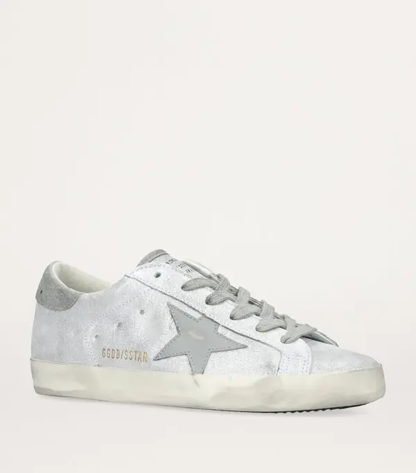 GOLDEN GOOSE Leather Super Star Sneakers With Metallic Star Appliqu