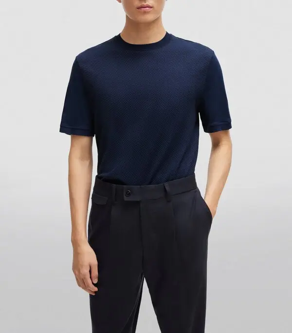 BOSS Cotton-silk T-shirt - Blue