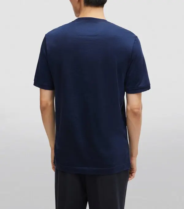 BOSS Cotton-silk T-shirt - Blue