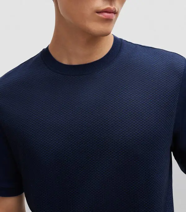 BOSS Cotton-silk T-shirt - Blue