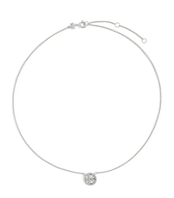 Tory Burch Miller Pavé Pendant Necklace - Silver