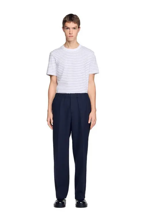 Sandro Wide-leg Trousers - Navy Blue