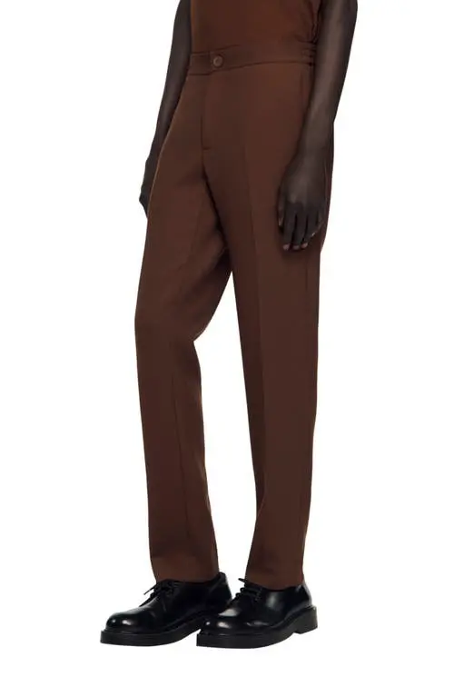 Sandro Straight-leg Jersey Trousers - Cognac