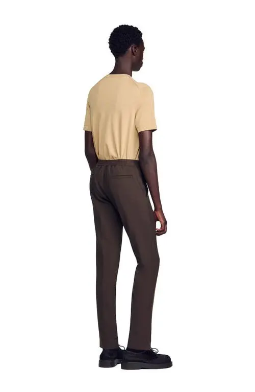 Sandro Straight-leg Jersey Trousers - Dark Taupe