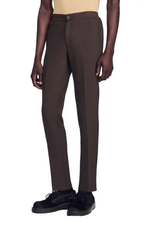Sandro Straight-leg Jersey Trousers - Dark Taupe