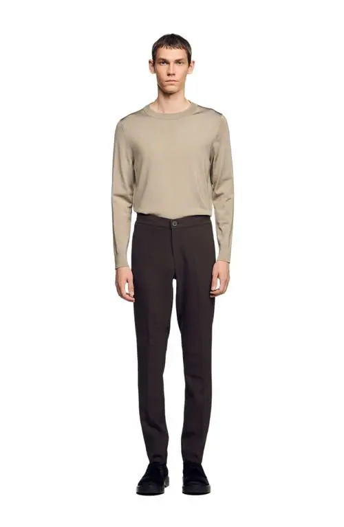 Sandro Straight-leg Jersey Trousers - Dark Taupe