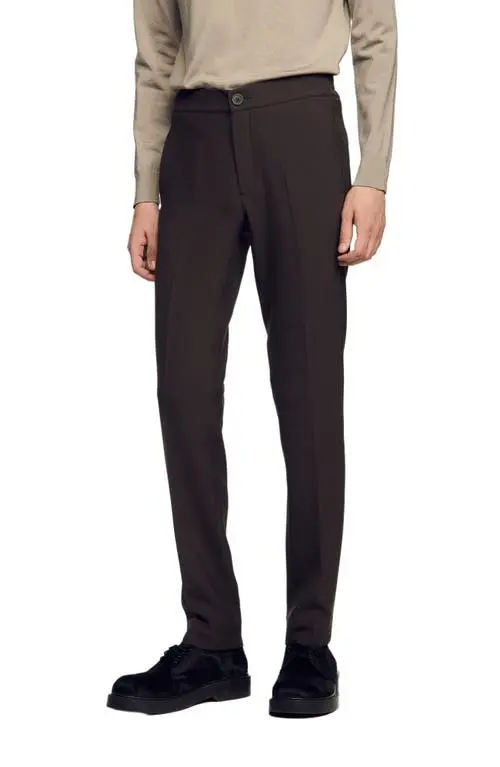 Sandro Straight-leg Jersey Trousers - Dark Taupe