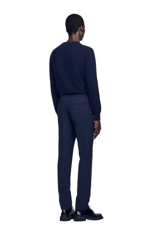Sandro Straight-leg Technical Jersey Trousers - Navy Blue