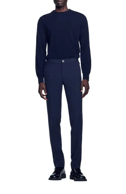 Sandro Straight-leg Technical Jersey Trousers - Navy Blue