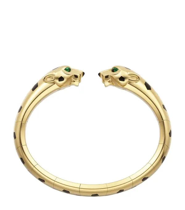 Cartier Panthère De Bangle In Yellow With Tsavorite Garnet And Onyx