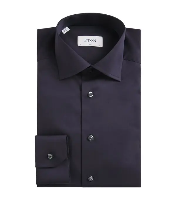 Eton Cotton Poplin Slim Shirt - Navy