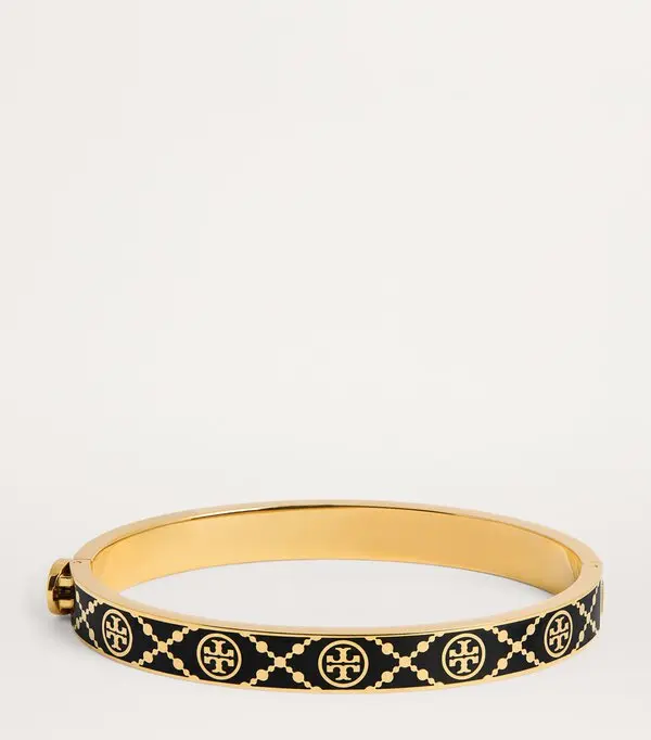 Tory Burch Double T Monogram Hinge Bangle - Gold