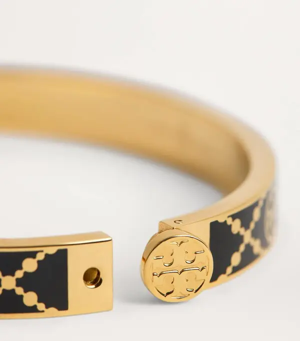 Tory Burch Double T Monogram Hinge Bangle - Gold