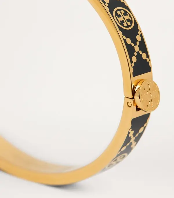 Tory Burch Double T Monogram Hinge Bangle - Gold