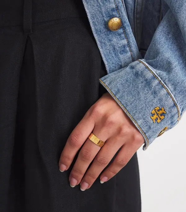 Tory Burch Double T Monogram Ring