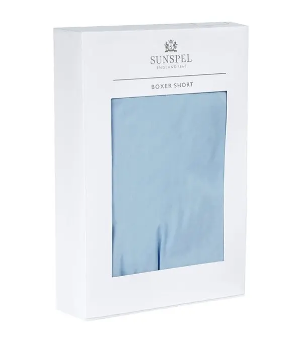 Sunspel Cotton Classic Boxer Shorts - Blue