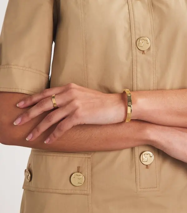 Tory Burch Miller Stud Hinge Bangle - Gold