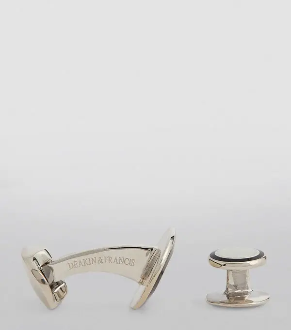 DEAKIN & FRANCIS Enamelled Stud Cufflinks - Black